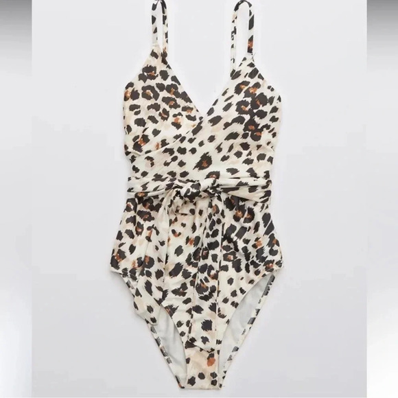 aerie | Swim | Aerie Animal Print Cheetah Leopard Print One Piece Wrap ...
